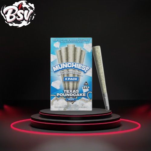 Munchies THC-A Pre-Rolls 5pk Texas Pound Cake - Best Wholesale Smoke ...