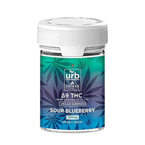 URB D9 Effex Vegan Gummies Jar 250MG 10mg Gummy Sour Blueberry - BSV ...